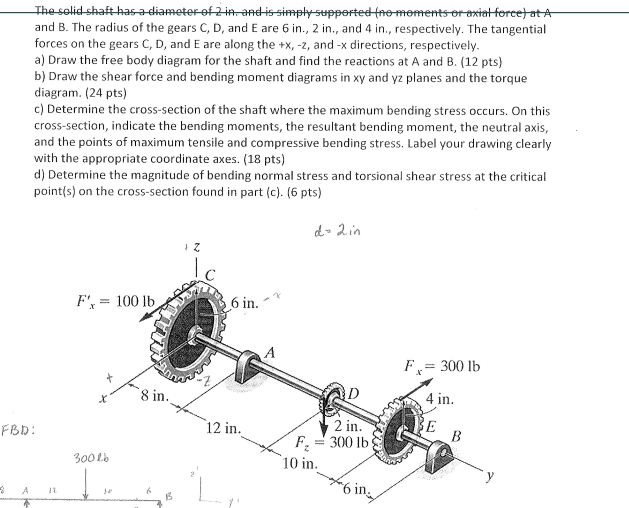 and B. ﻿The radius of ﻿the gears C, D, ﻿and E ﻿are | Chegg.com
