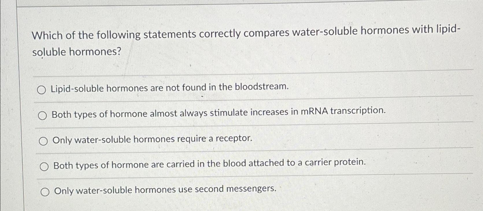 Solved Which of the following statements correctly compares | Chegg.com