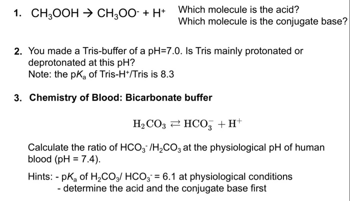 Solved 1. CH3OOH → CH300- + H+ Which molecule is the acid? | Chegg.com