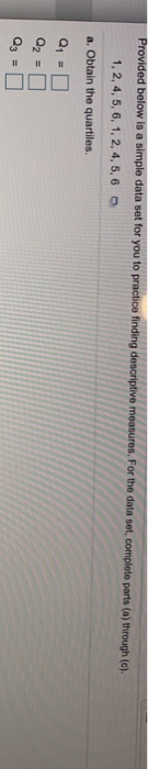 Solved Provided below is a simple data set for you to | Chegg.com