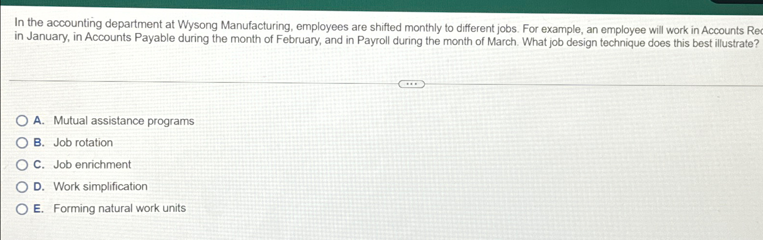 Solved In the accounting department at Wysong Manufacturing, | Chegg.com