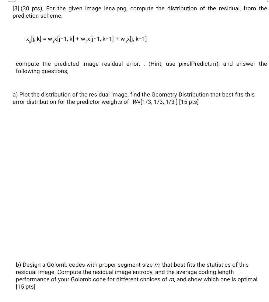 , For the given image lena.png, compute the | Chegg.com