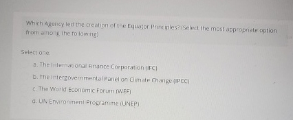 Solved Which Agency led the creation of the Equator | Chegg.com