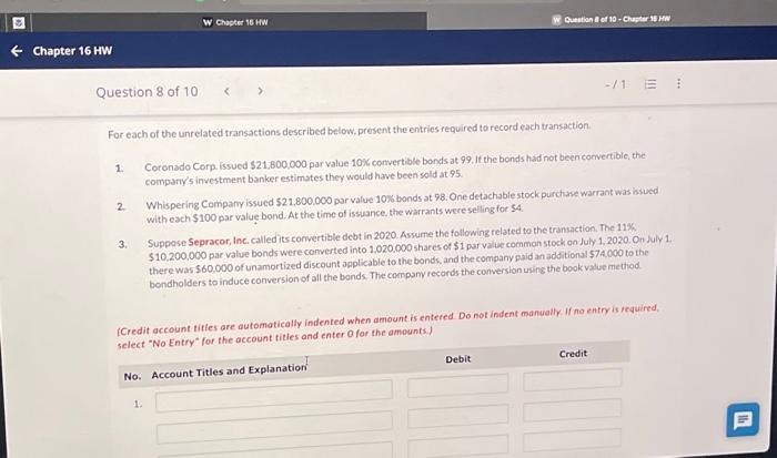 Solved For each of the unrelated transactions described | Chegg.com