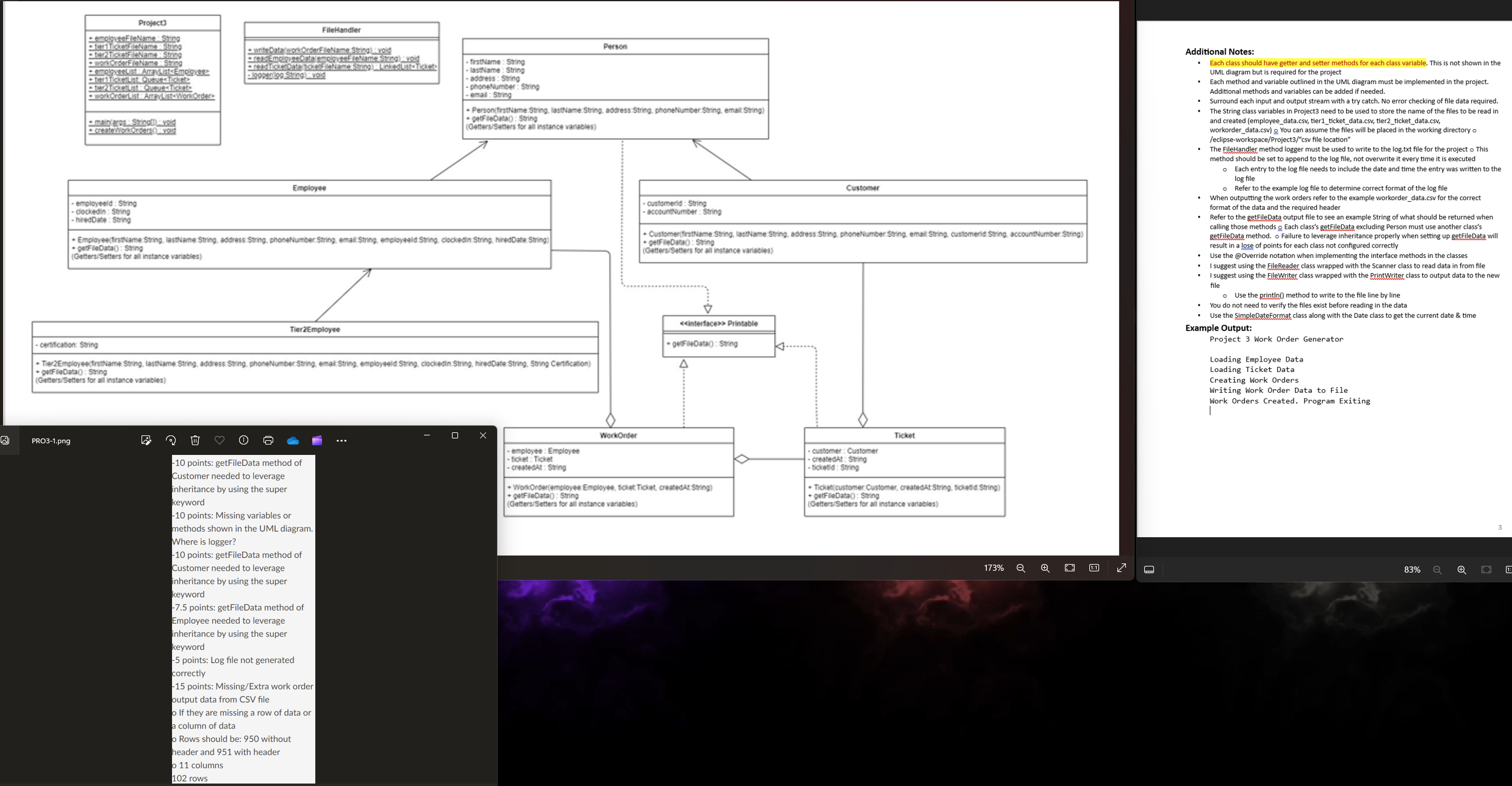 Solved Use the Project 3 ﻿UML Diagram as an outline for the | Chegg.com