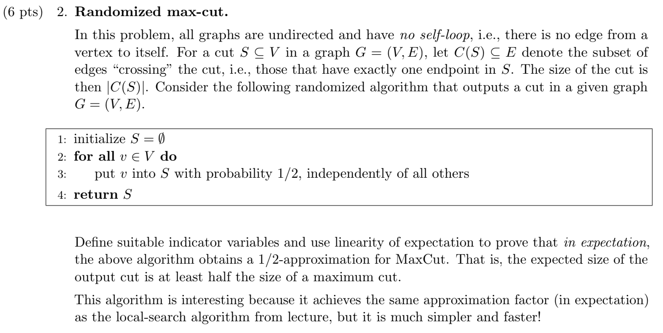 Solved \( (6 \mathrm{pts}) \quad \) 2. ﻿Randomized | Chegg.com