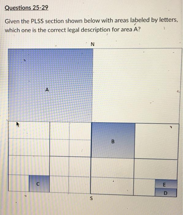 Solved Questions 25-29 Given the PLSS section shown below | Chegg.com