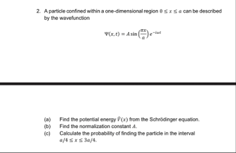 Solved A particle confined within a one-dimensional region | Chegg.com