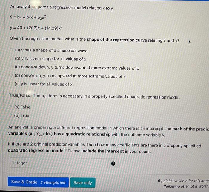 Solved An analyst prepares a regression model relating x to | Chegg.com