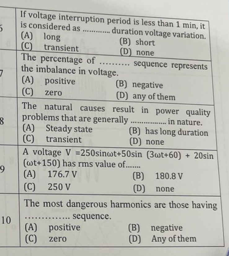 Solved \table[[\table[[If voltage interruption period is | Chegg.com