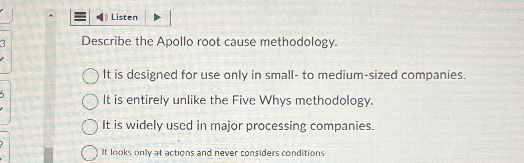 Solved ListenDescribe the Apollo root cause methodology.It | Chegg.com