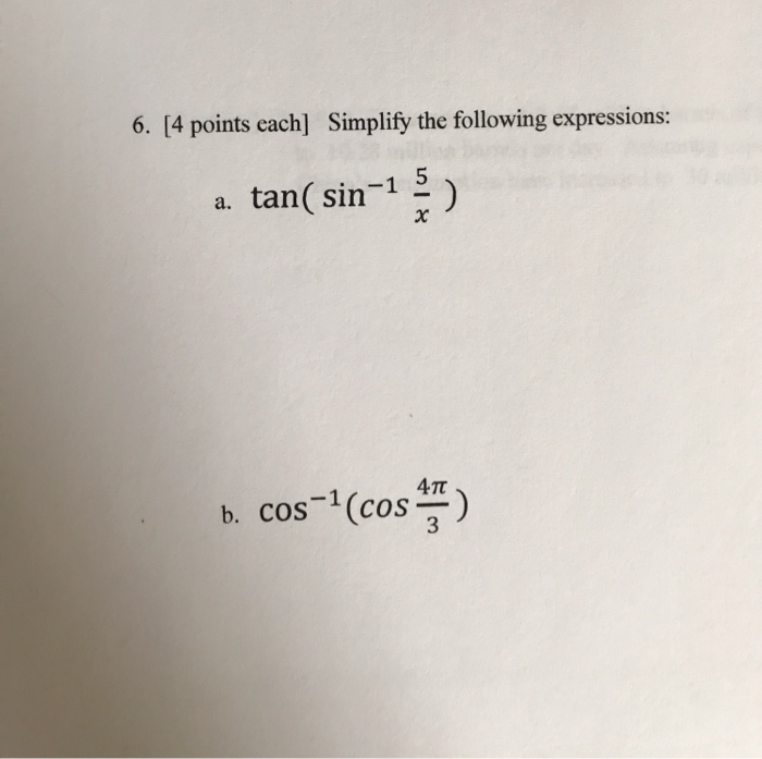 Solved 6. [4 points each] Simplify the following | Chegg.com