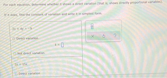 Solved For each equation, determine whether it shows a | Chegg.com