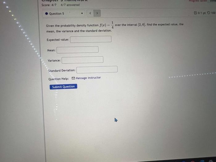 Solved Given the probability density function f(x)=41 over | Chegg.com
