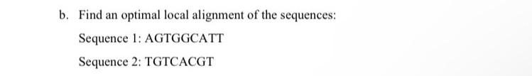 Solved Consider the following scoring scheme for DNA | Chegg.com