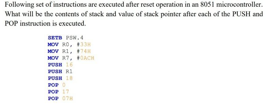 Solved Following set of instructions are executed after | Chegg.com