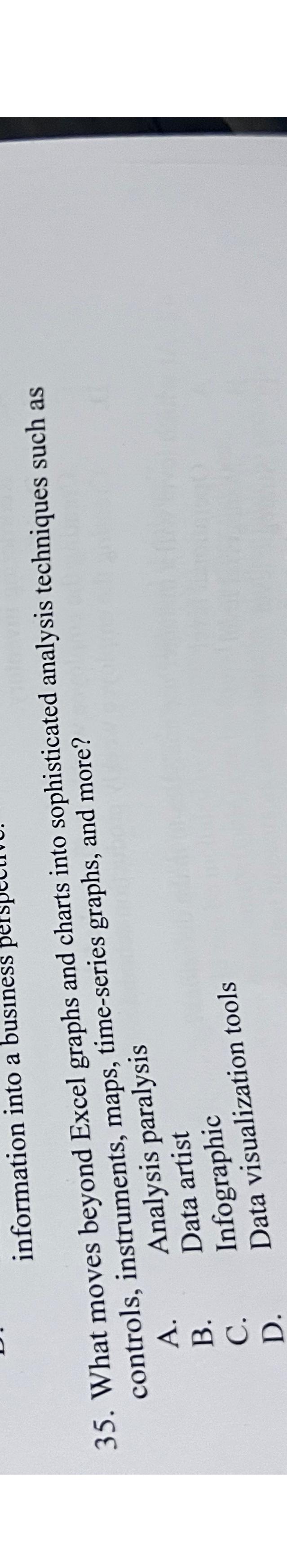 Solved What moves beyond Excel graphs and charts into | Chegg.com