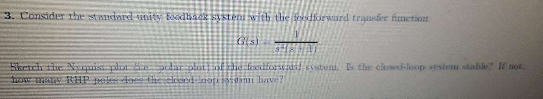 Solved 3. Consider the standard unity feedback system with | Chegg.com