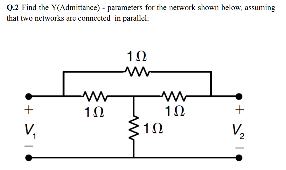 Solved Q. 2 ﻿Find the Y(Admittance) - ﻿parameters for the | Chegg.com