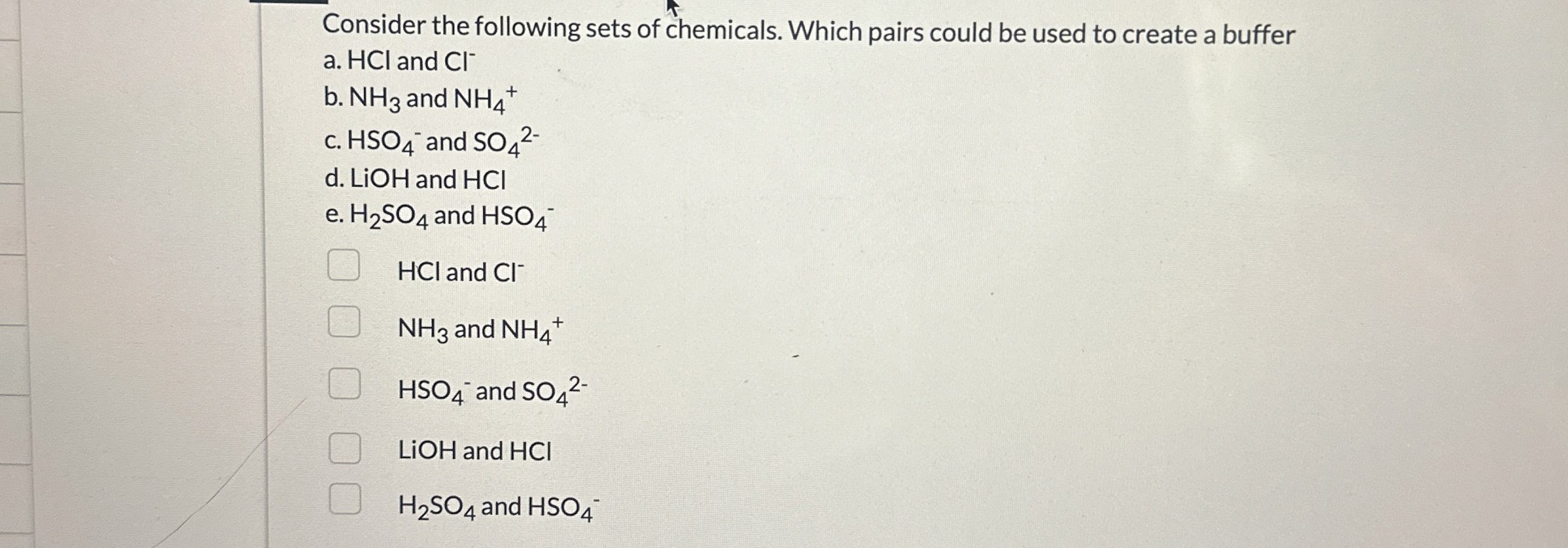 Solved Consider the following sets of chemicals. Which pairs | Chegg.com