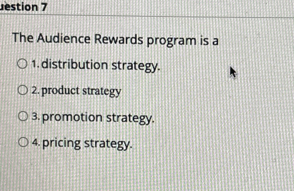 Solved The Audience Rewards program is a1.distribution | Chegg.com