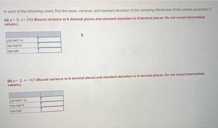Solved In each of the following cases, find the mean, | Chegg.com
