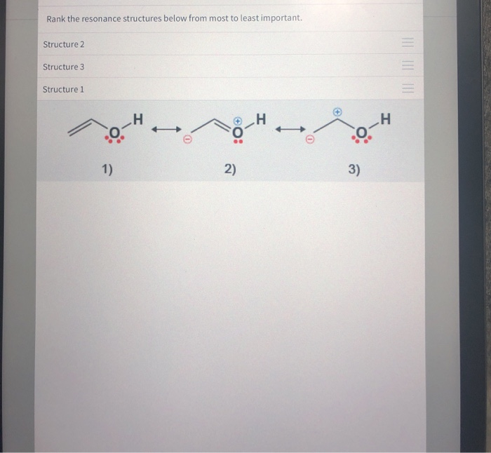 Solved Rank the resonance structures below from most to | Chegg.com
