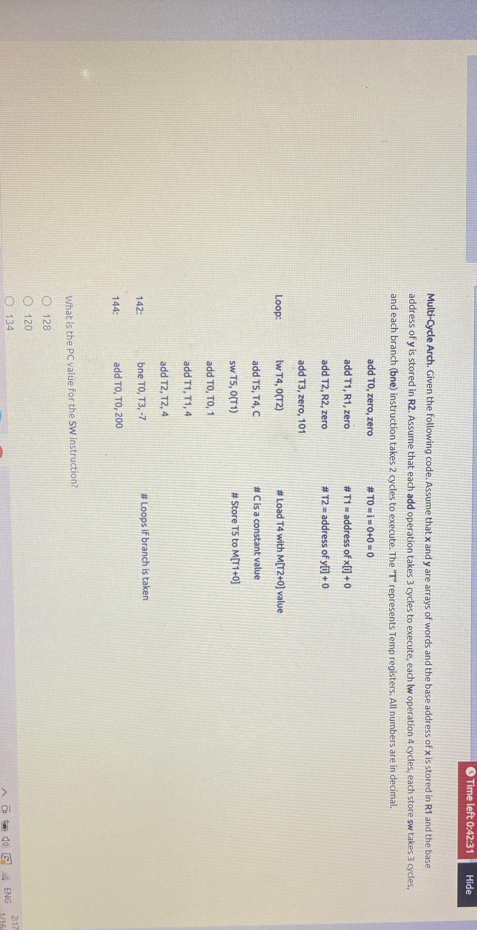 Solved Multi Cycle Arch Given The Following Code Assume 4818