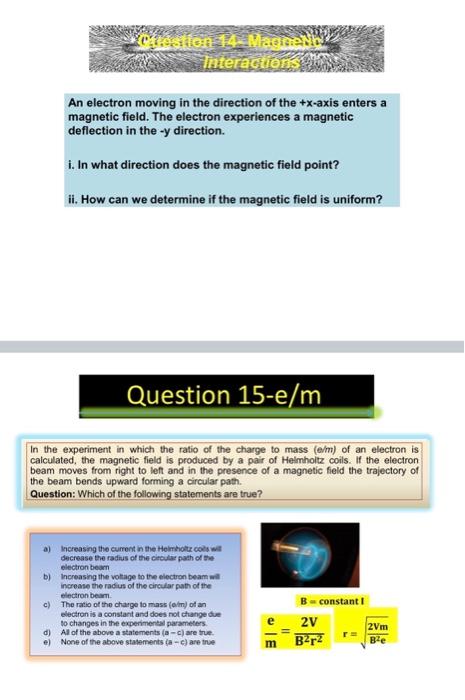 Solved An electron moving in the direction of the +x-axis | Chegg.com