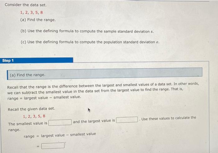 Solved Consider the data set. 1, 2, 3, 5, 8 (a) Find the | Chegg.com