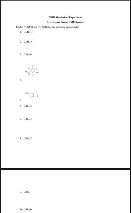 Solved NMR Simulations/Experiment Exercises on Proton NMR | Chegg.com