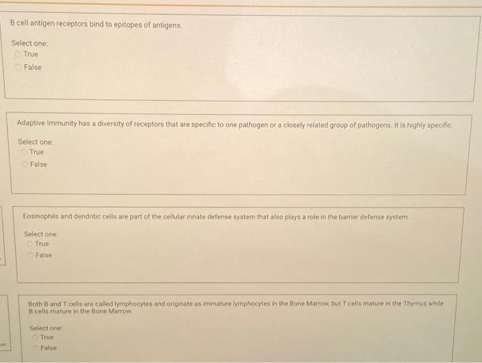 Solved B cell antigen receptors bind to epitopes of | Chegg.com