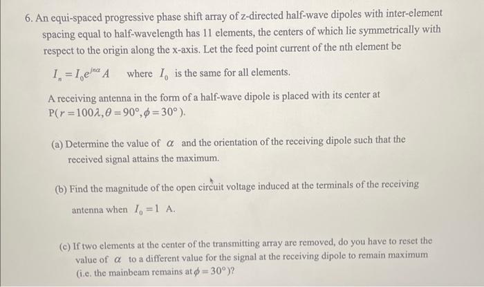 Solved An equi-spaced progressive phase shift array of | Chegg.com