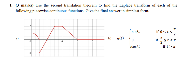 Solved use the second translation theorem to find the | Chegg.com