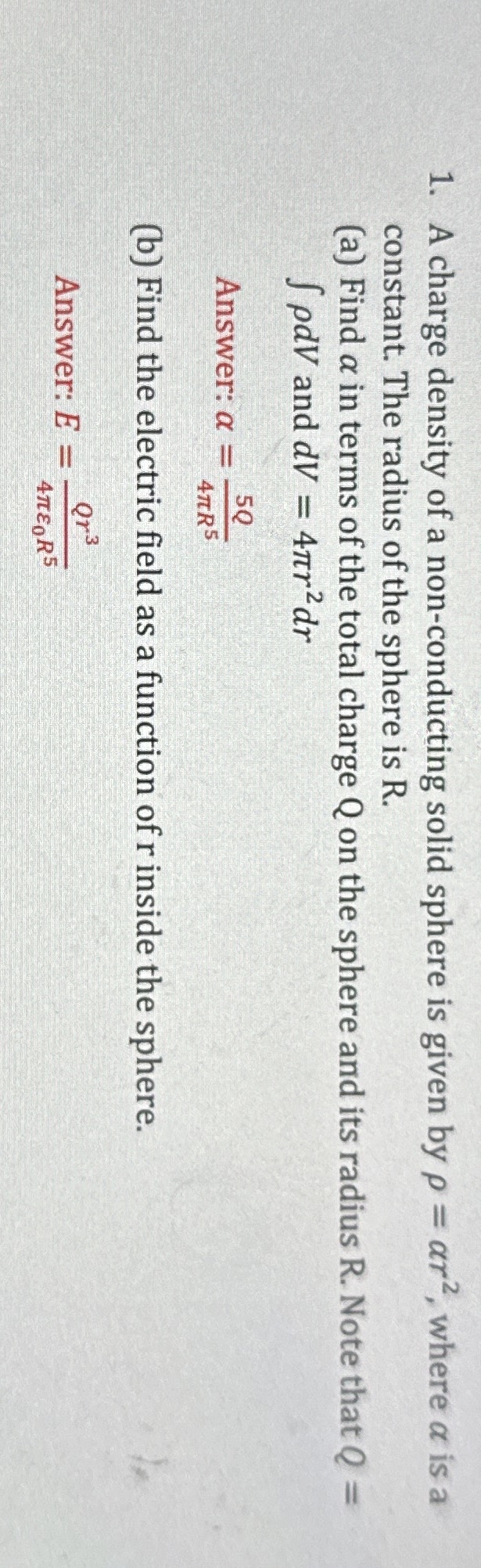 Solved A charge density of a non-conducting solid sphere is | Chegg.com