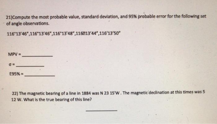 Solved 21)Compute the most probable value, standard | Chegg.com