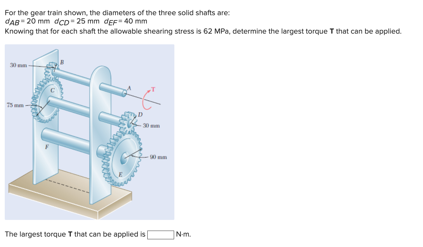 Solved For the gear train shown, the diameters of the three | Chegg.com