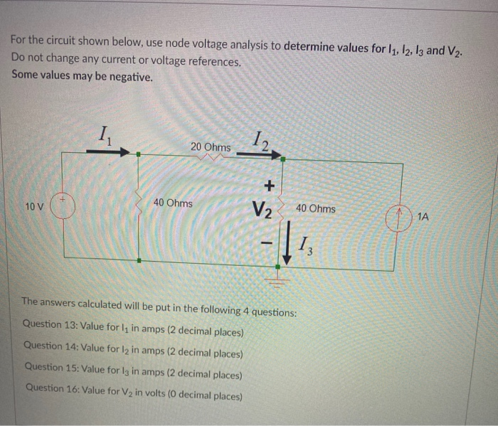 Solved For the circuit shown below, use node voltage | Chegg.com