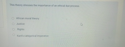 Solved This theory stresses the importance of an ethical due | Chegg.com