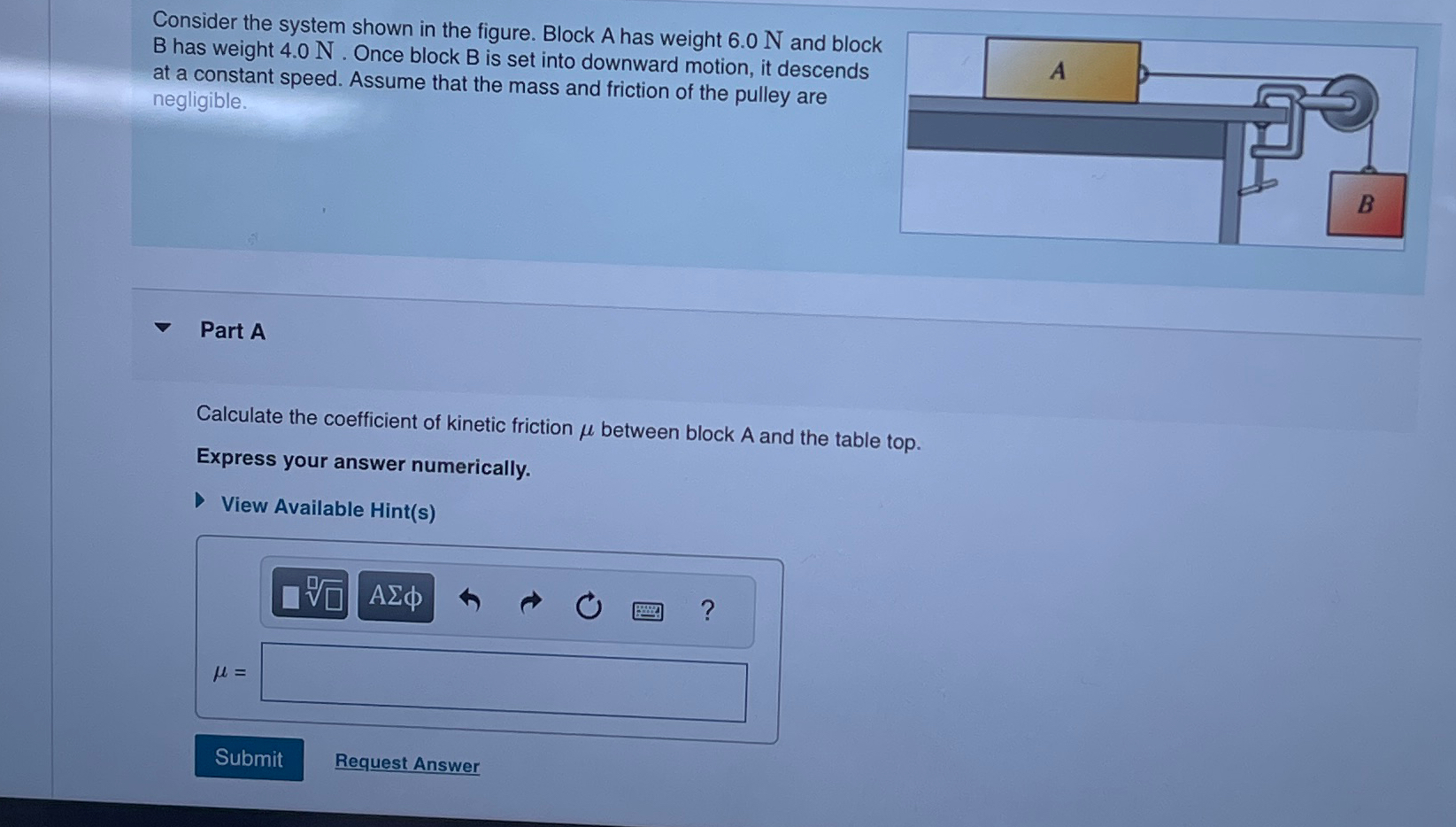Solved Consider the system shown in the figure. Block A has | Chegg.com