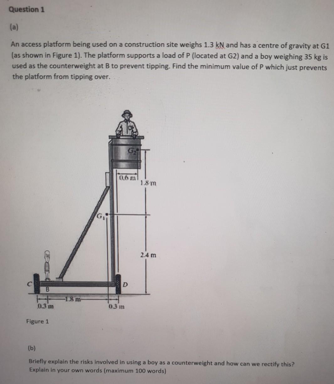 Solved Question 1 (a) An access platform being used on a | Chegg.com