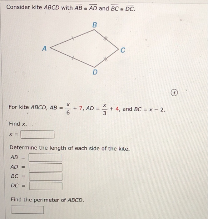 Solved Consider kite ABCD with AB = AD and BC = DC. B. А С D | Chegg.com