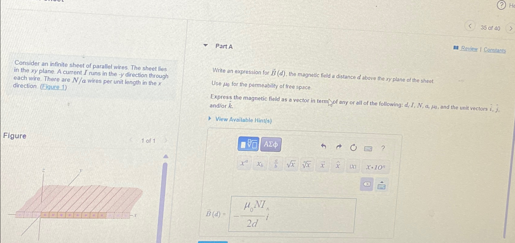 Solved (?)Part AReview I ConstantsConsider an infinite sheet | Chegg.com