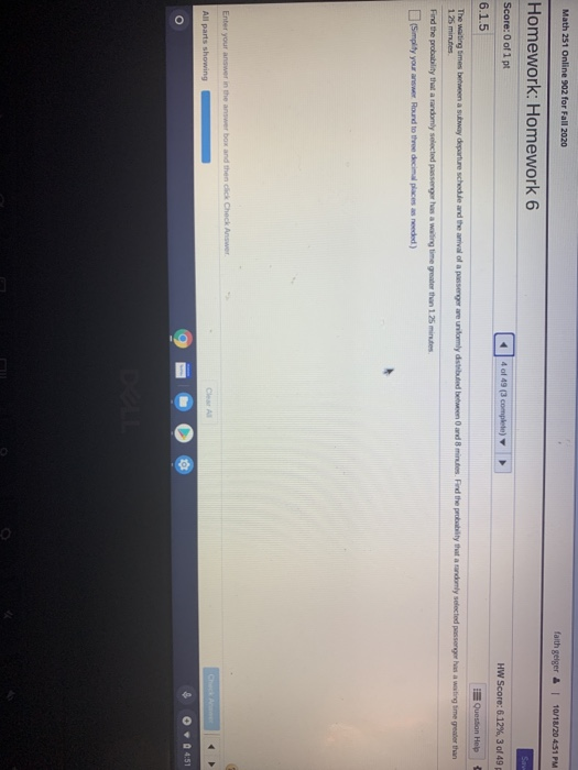 Solved Math 251 Online 902 for Fall 2020 faith geiger | Chegg.com