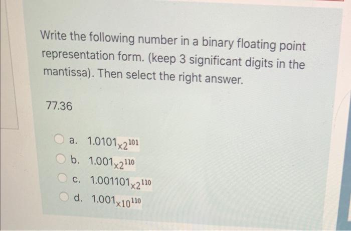 Solved Write the following number in a binary floating point | Chegg.com