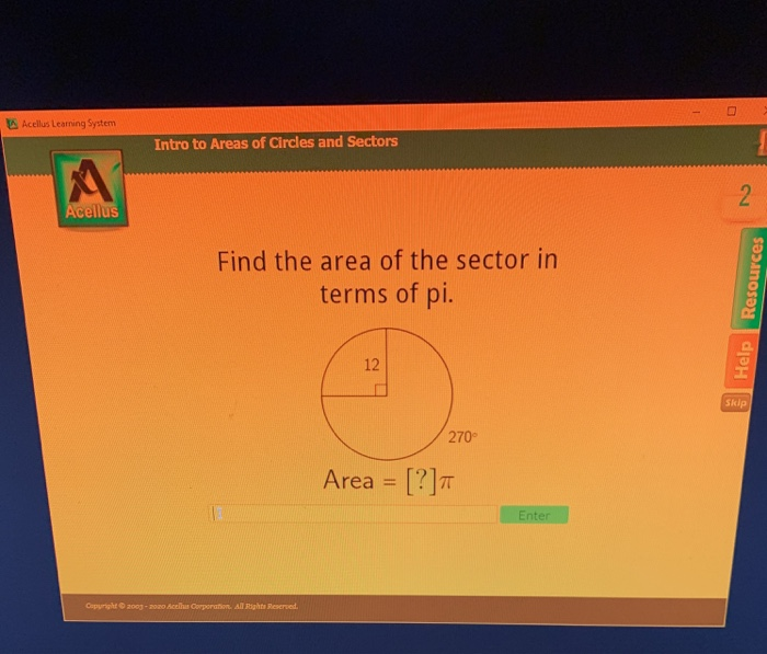 Solved Acellus Learning System Intro to Areas of Circles and | Chegg.com