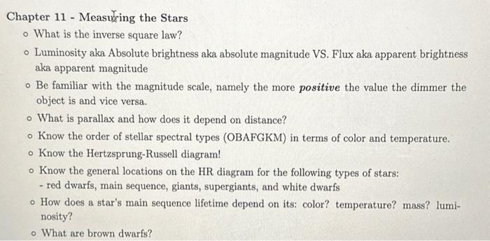 Solved Chapter 11 - Measuring the Stars - What is the | Chegg.com