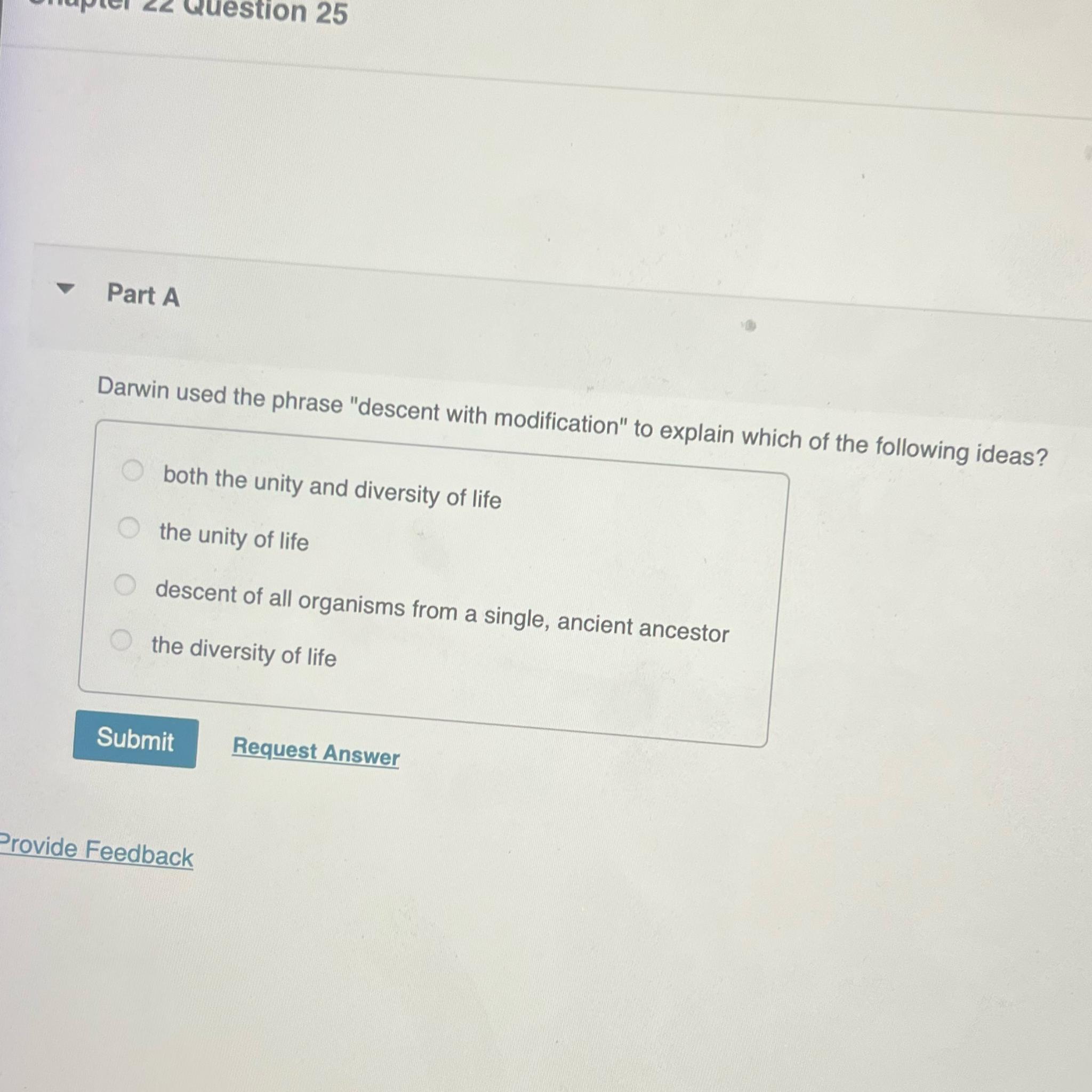 Solved Part ADarwin used the phrase "descent with | Chegg.com