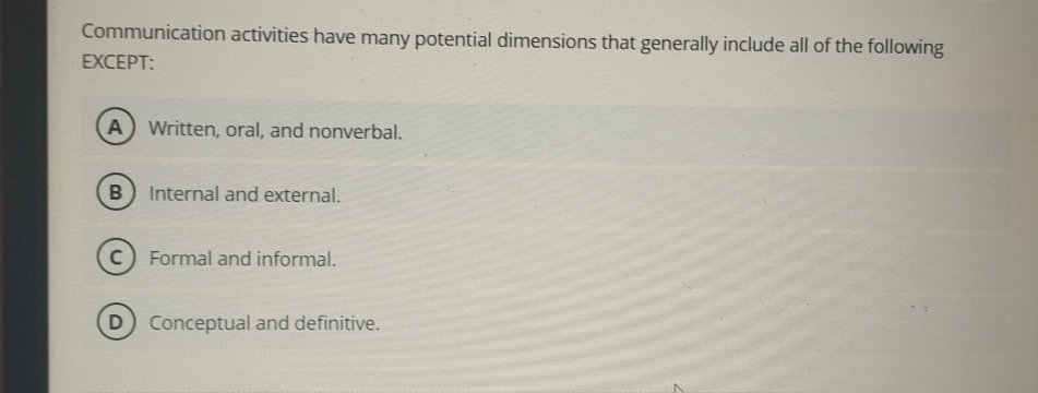 Solved Communication activities have many potential | Chegg.com