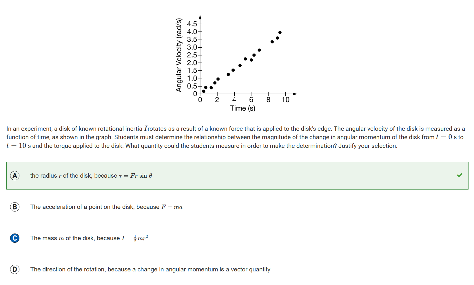 Solved In an experiment, a disk of known rotational inertia | Chegg.com